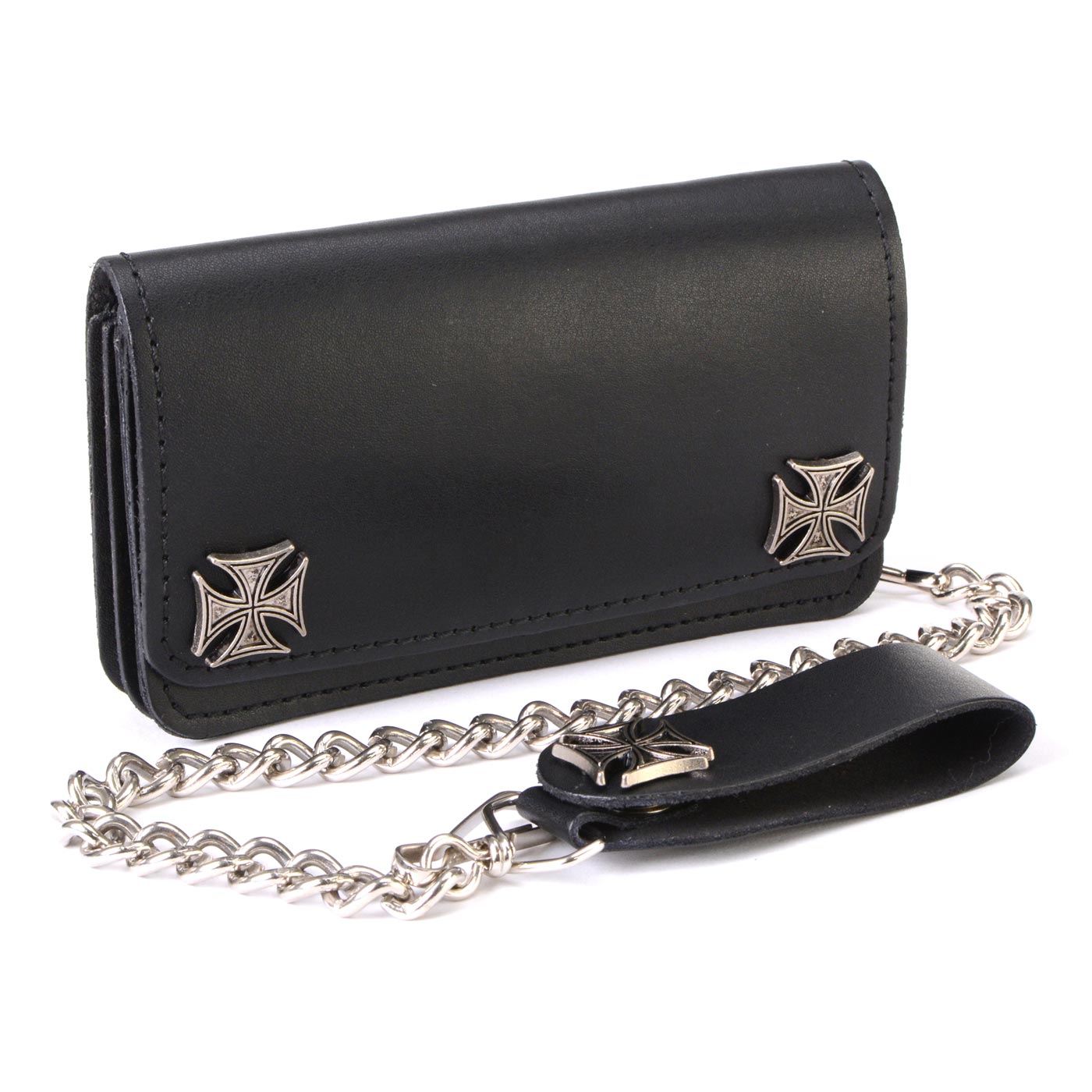 Milwaukee Leather MLW7825 Men's 6” Black Leather Bi-Fold Biker Wallet w ...