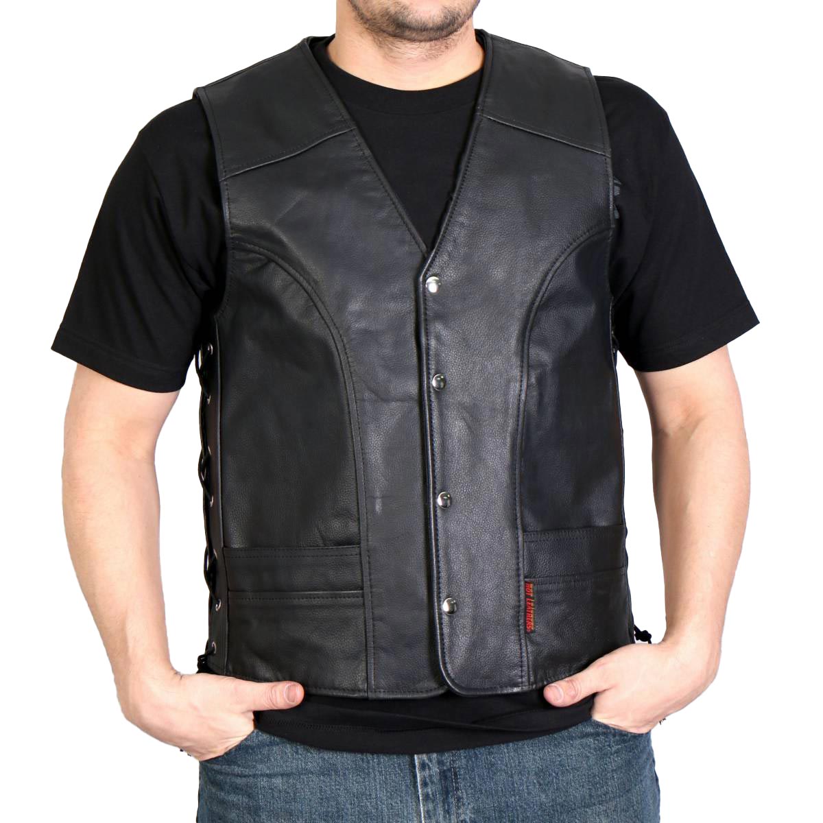 Hot Leathers VSM1030 Men's Black 'Conceal and Carry' Leather Vest ...