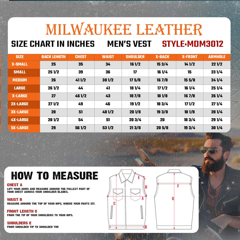 Milwaukee Leather MDM3012 Men's 'Brute' Black Denim Club Style V-Neck ...