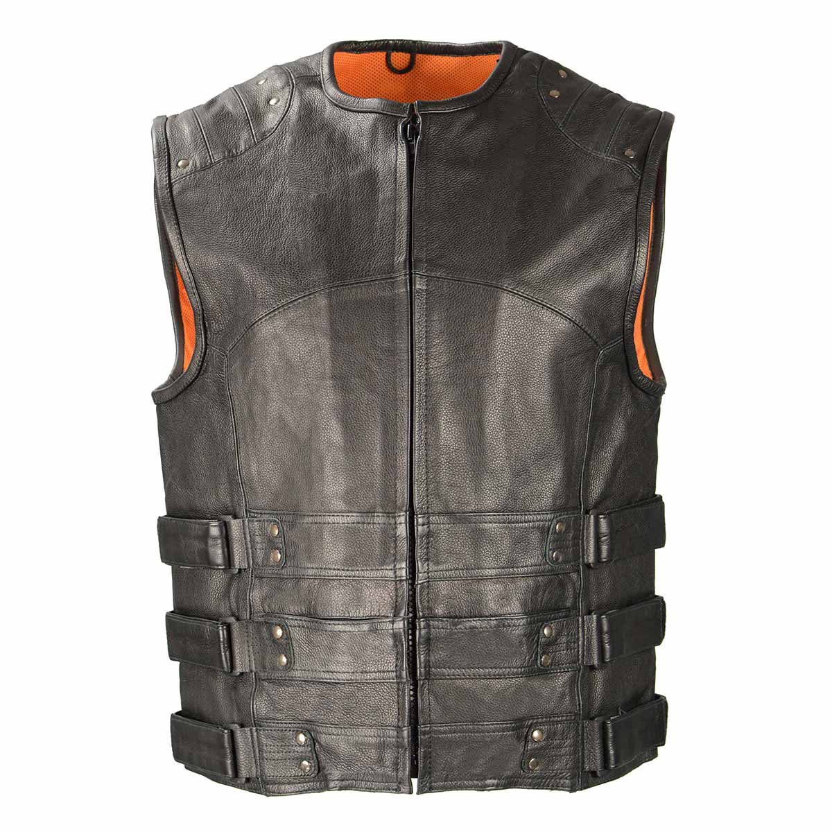 Biker Hill BAM3530 Men's Swat-Tactical Style Black Motorcycle Leather ...