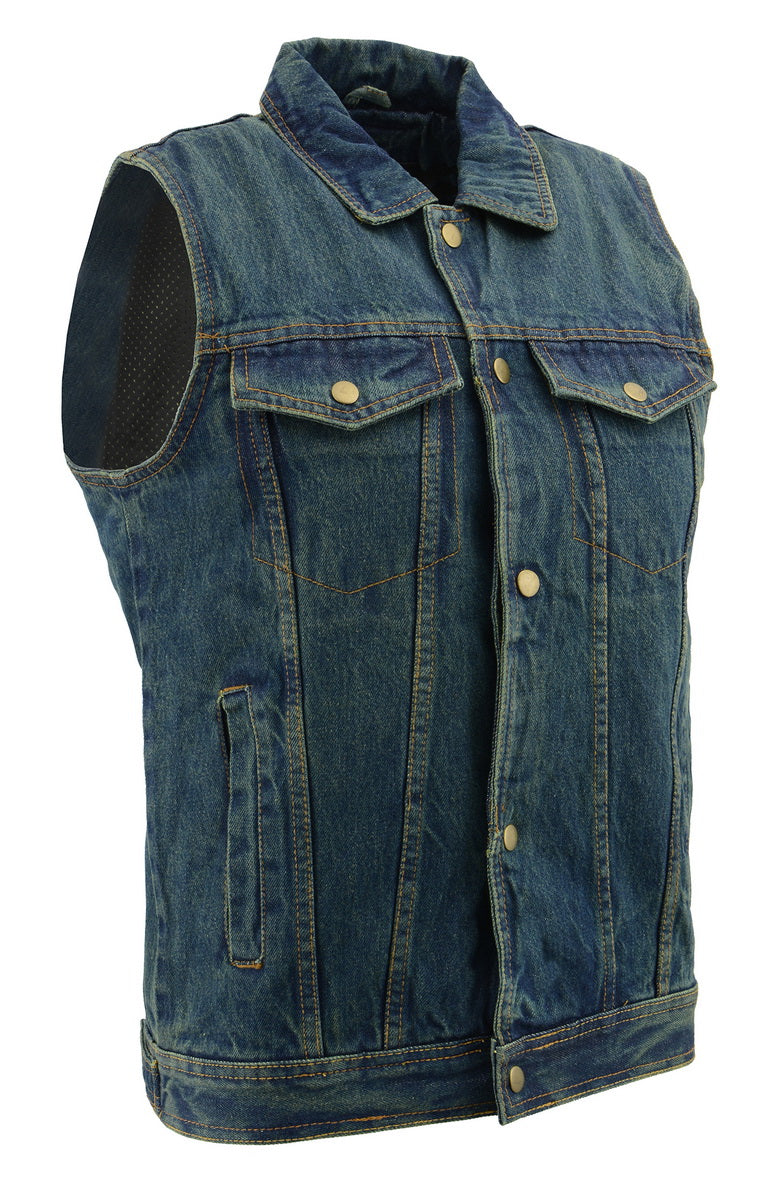 M Boss Motorcycle Apparel BOS13004 Men's Blue Denim Motorcycle Side ...