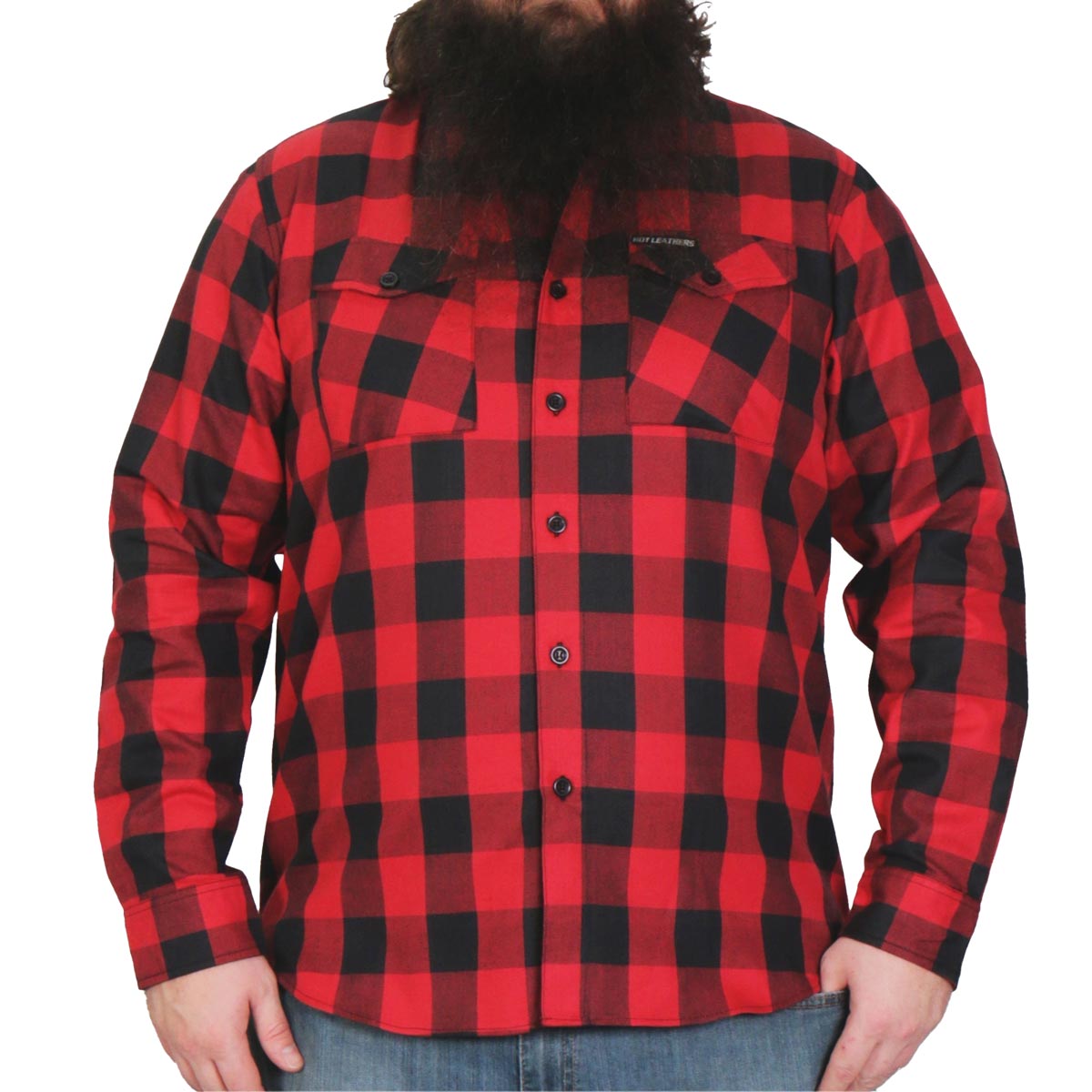 Hot Leathers FLM2002 Men's Black and Red Long Sleeve Flannel Shirt ...