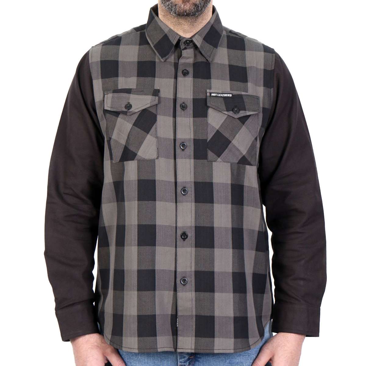 Hot Leathers FLM2042 Men's Black And Gray 2 Toned Long Sleeve Flannel ...