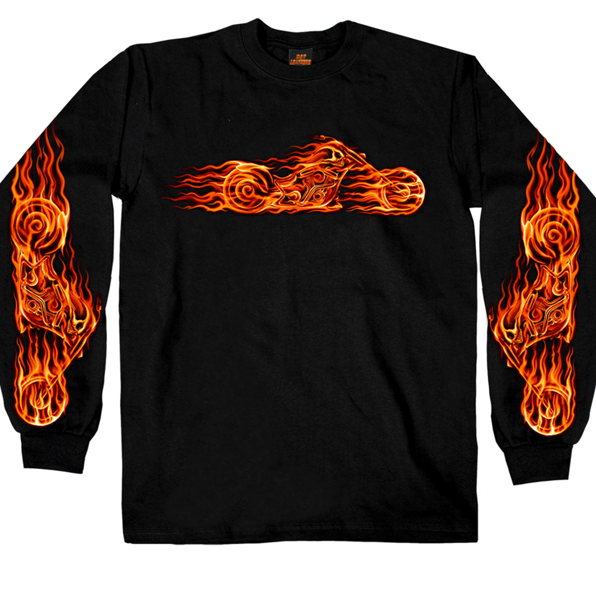 Hot Leathers GMS2070 Men’s ‘Hell Bike’ Long Sleeve Black Shirt ...