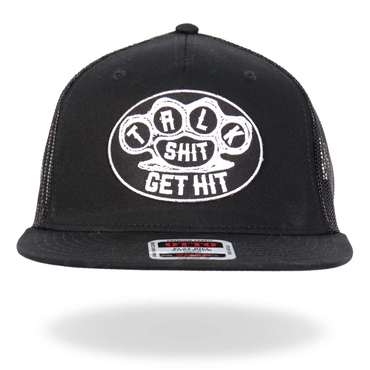 Hot Leathers Black And White Talk Shit Get Hit Brass Knuckles Snapback ...