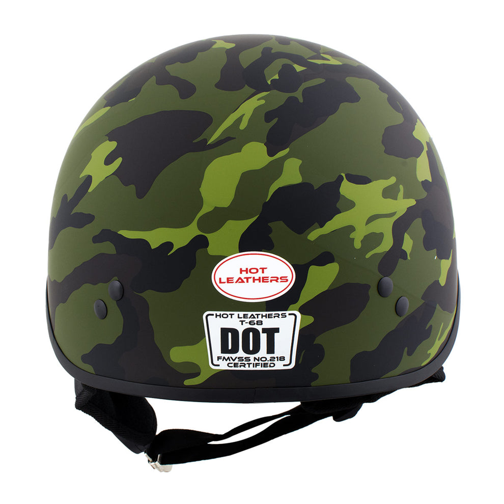 Hot Leathers HLD1049 Camo Matte Green Motorcycle Skull Cap Half Helmet ...