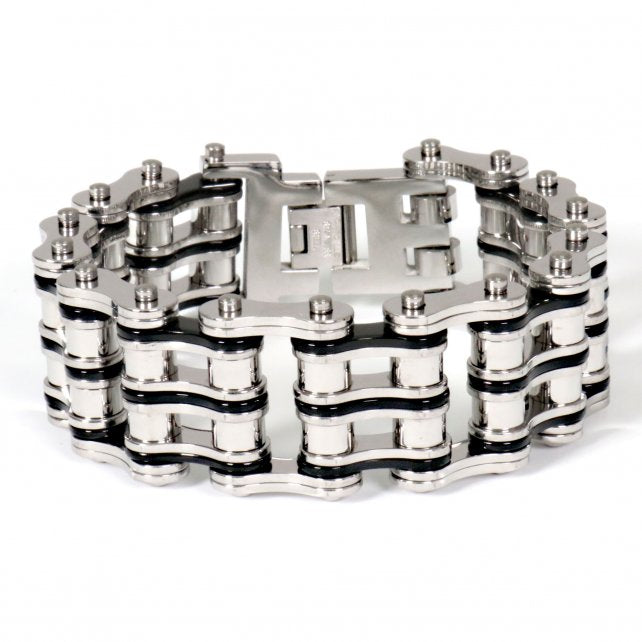 Hot Leathers JWB4105 Triple Wide Silver Motorcycle Chain Bracelets ...