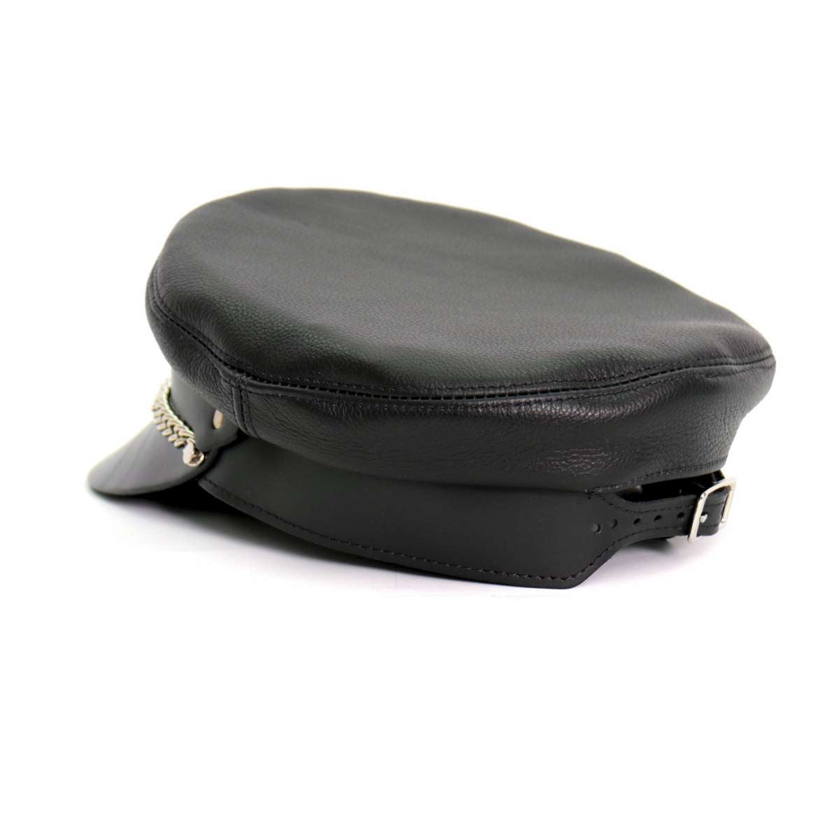 Hot Leathers Flat Top Biker Leather Cap With Chain LHA2004 – Milwaukee ...