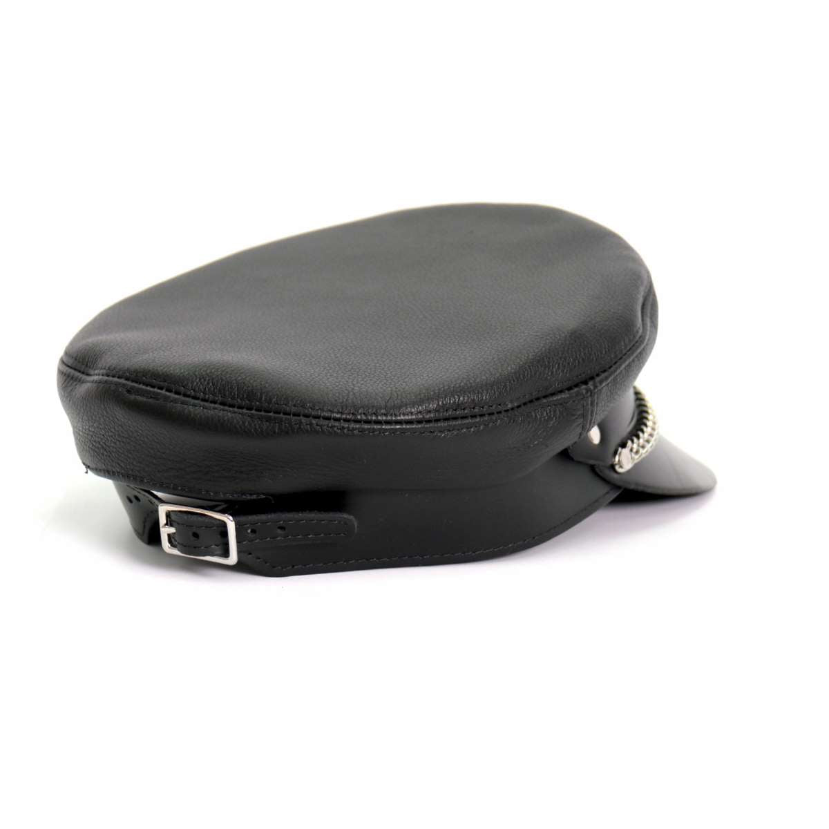Hot Leathers Flat Top Biker Leather Cap With Chain LHA2004 – Milwaukee ...