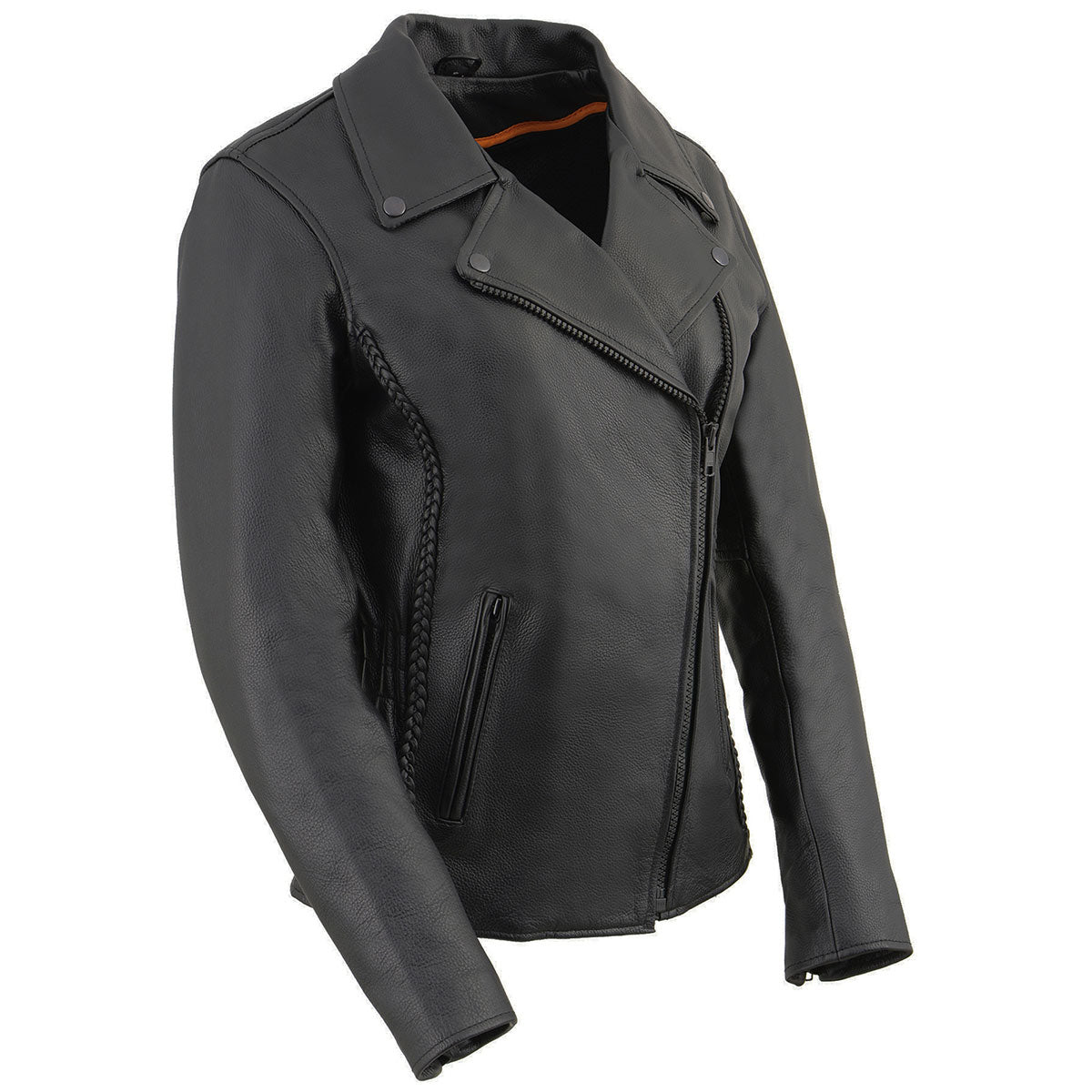 Milwaukee Leather LKL2711 Women's Braided Black Leather Motorcycle ...