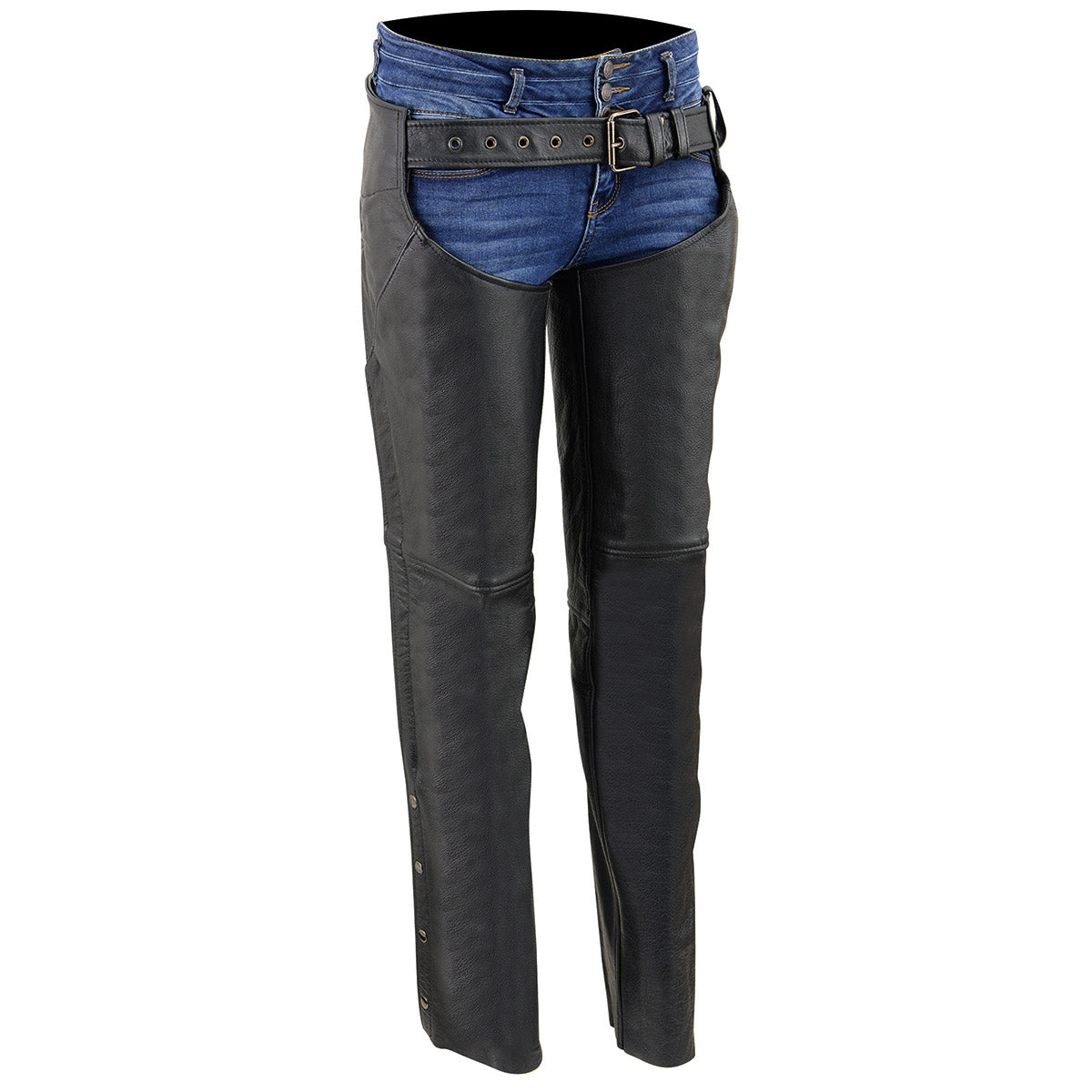 Milwaukee Leather LKL6700 Women's Classic Black Leather Chaps with Hip ...