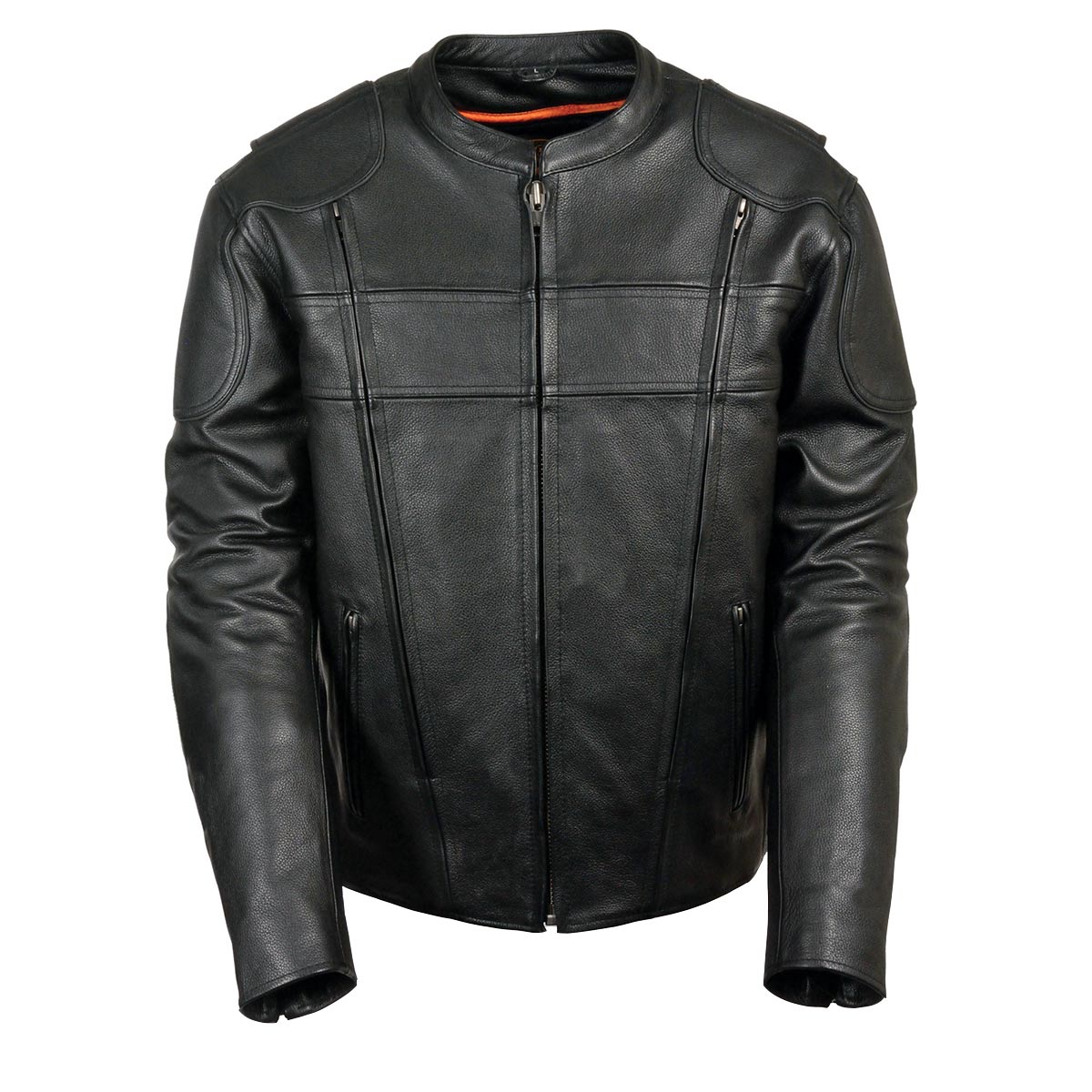 Milwaukee Leather LKM1705 Men's Black Side Stretch Vented Black Leather ...