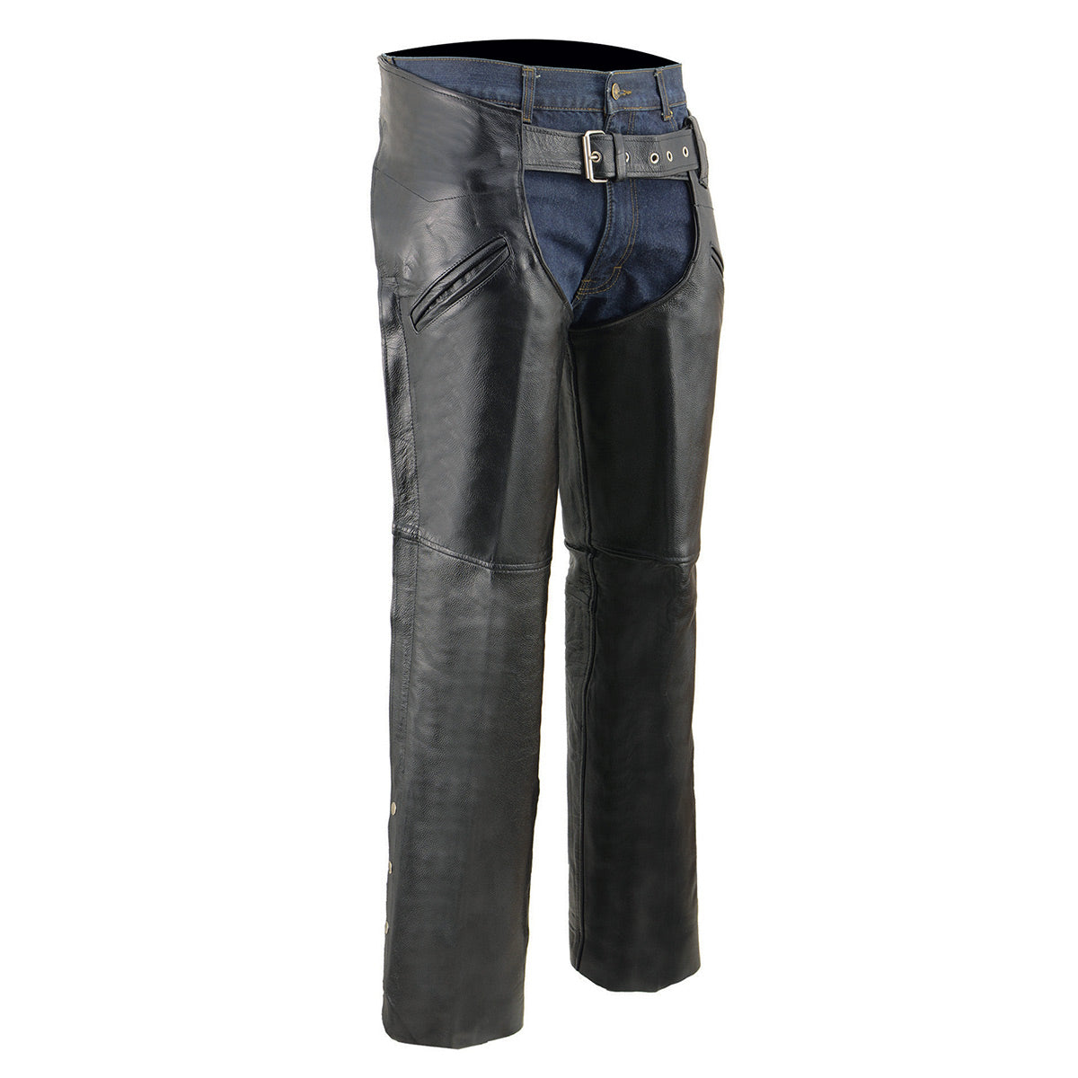 Milwaukee Leather Men's Black Premium Leather Motorcycle Riders Chaps ...