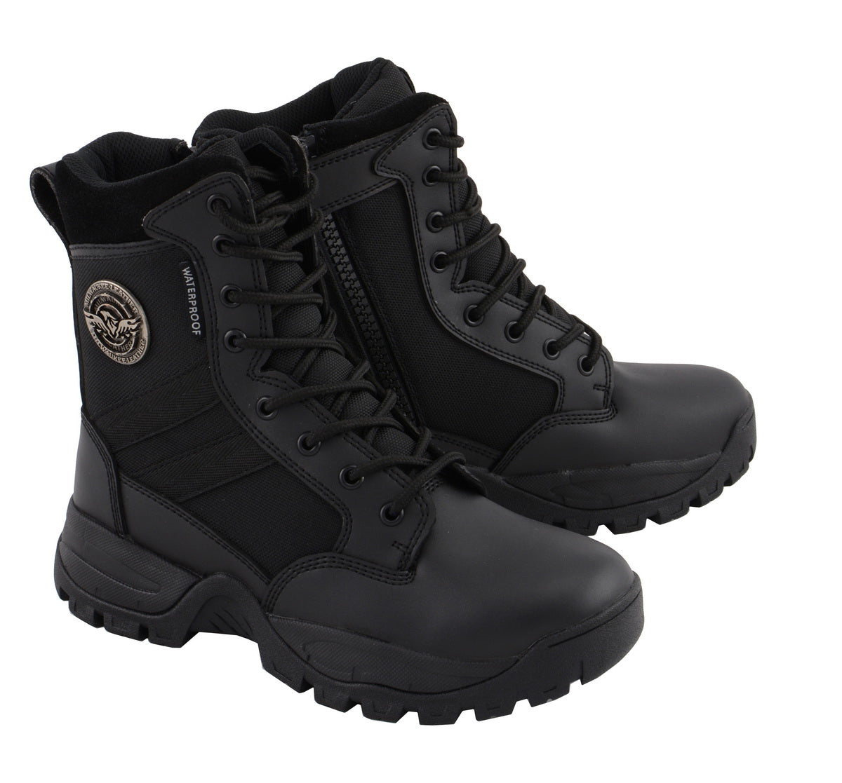 Milwaukee Leather MBL9495 Women Black Leather Tactical Boots with Side ...