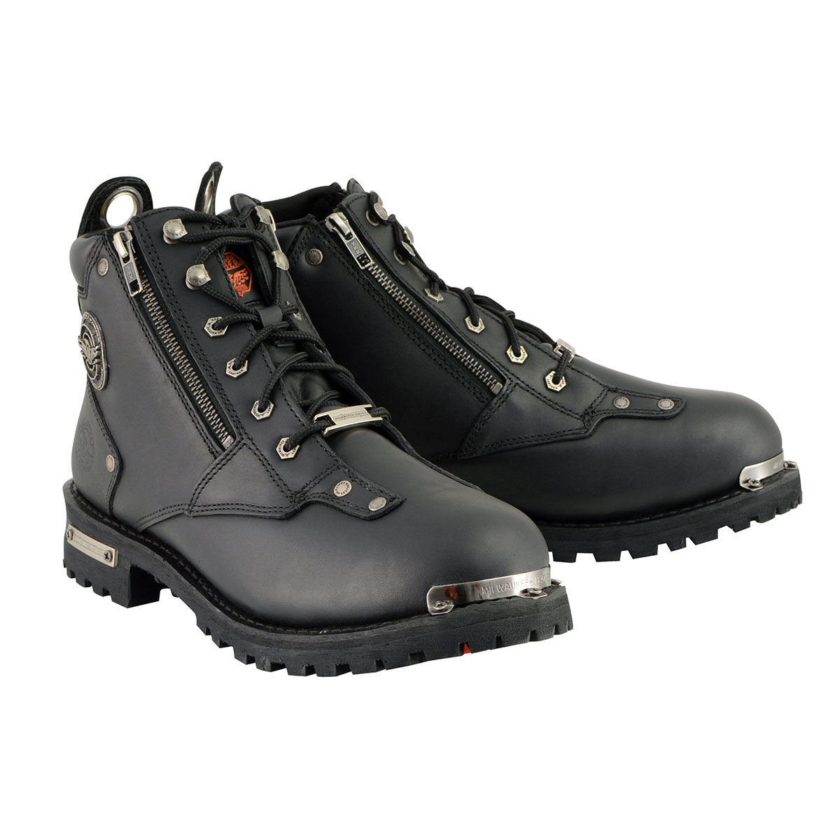 Milwaukee Leather MBM103 Men's Black Leather Lace-Up Motorcycle Boots w ...