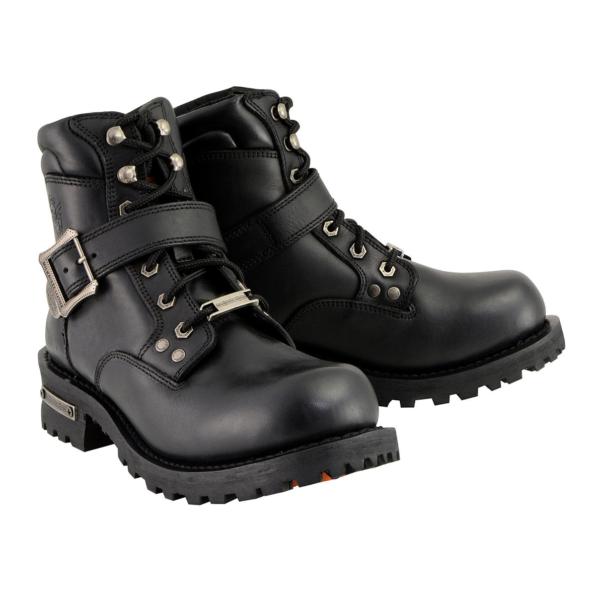 Milwaukee Leather Men's Classic Black Leather Lace-Up 6-inch Engineer ...