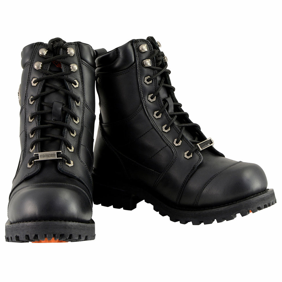 Milwaukee Leather Men's Classic Black Leather 8-inch Lace-Up Logger ...