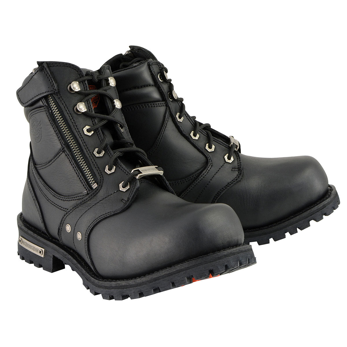 Milwaukee Leather Men's Black Leather 6-inch Lace-Up Motorcycle Biker ...