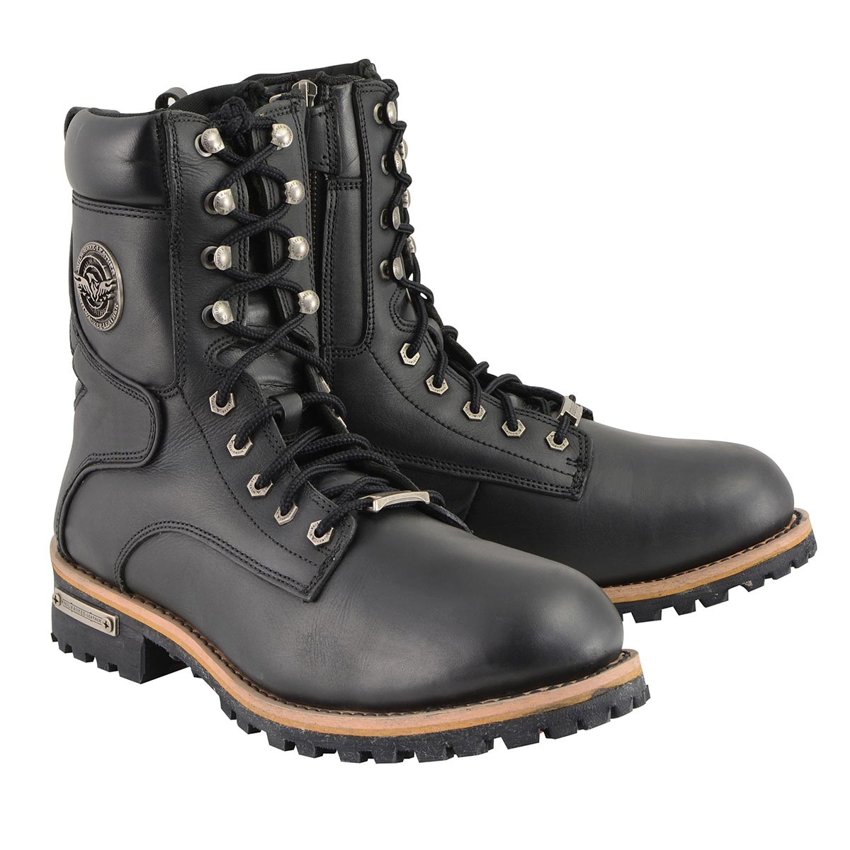 Milwaukee Leather Men's Classic Black Leather Lace-Up Logger Boots w ...