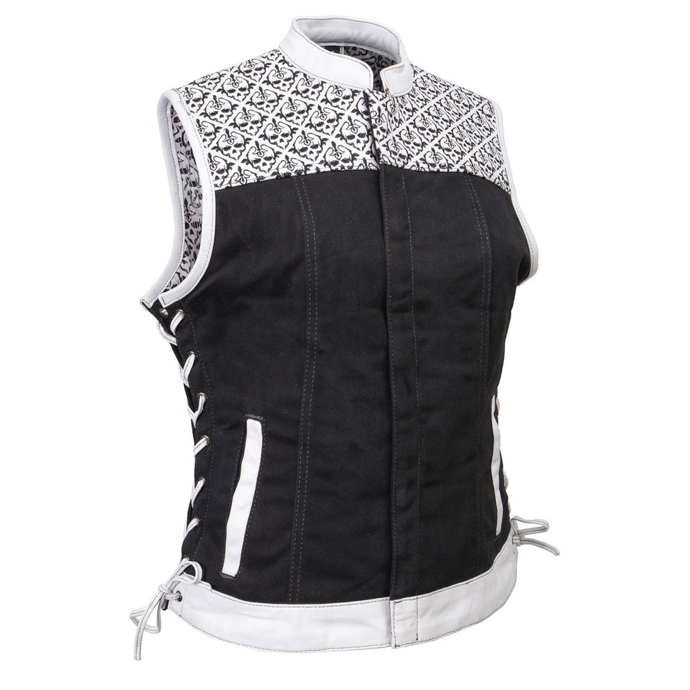 Milwaukee Leather MDL4050 Women's 'Skelly' Black with White Motorcycle ...