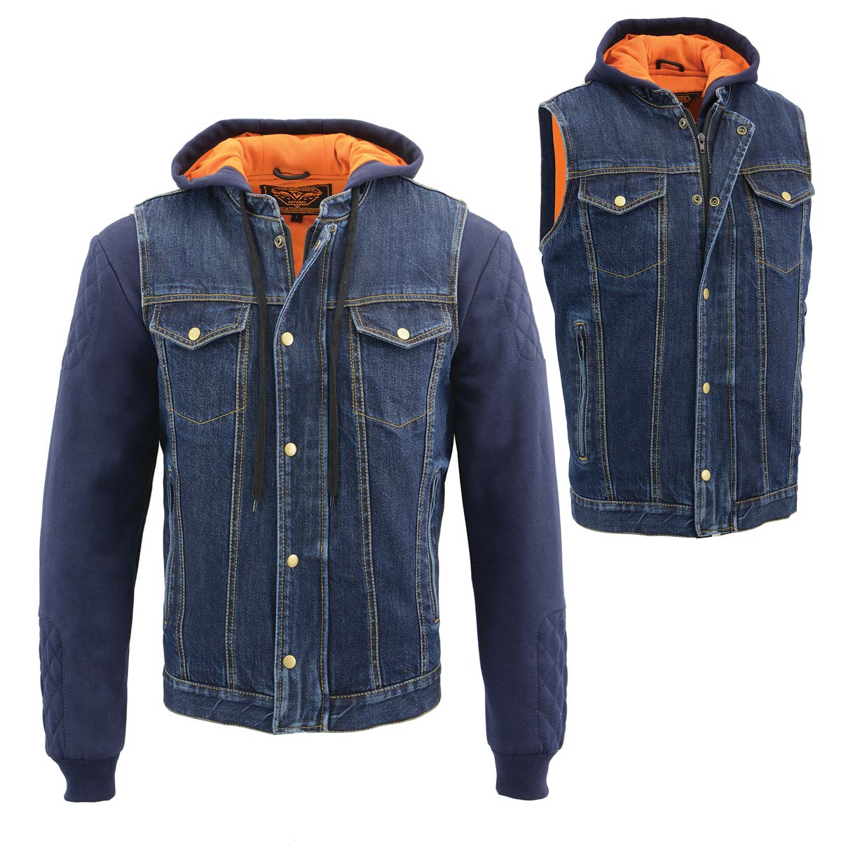Milwaukee Leather MDM3020 Men's Blue Denim '5-in-1' Club Style Vest ...