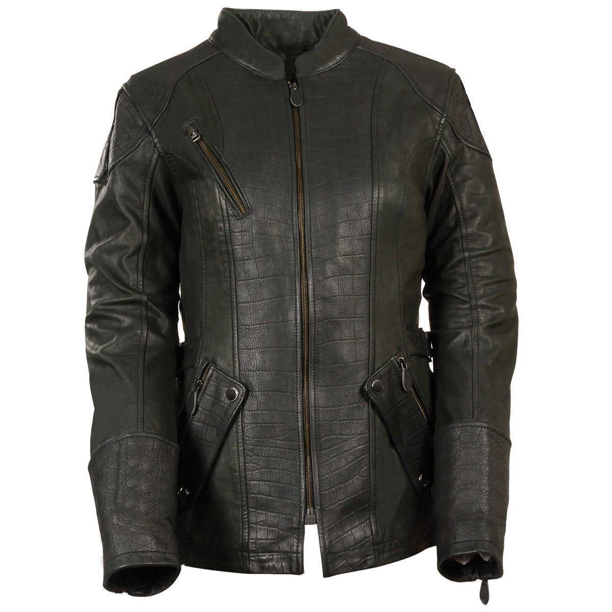 Milwaukee Leather MLL2560 Women's Black 3/4 Length Gator Embossed Leat ...