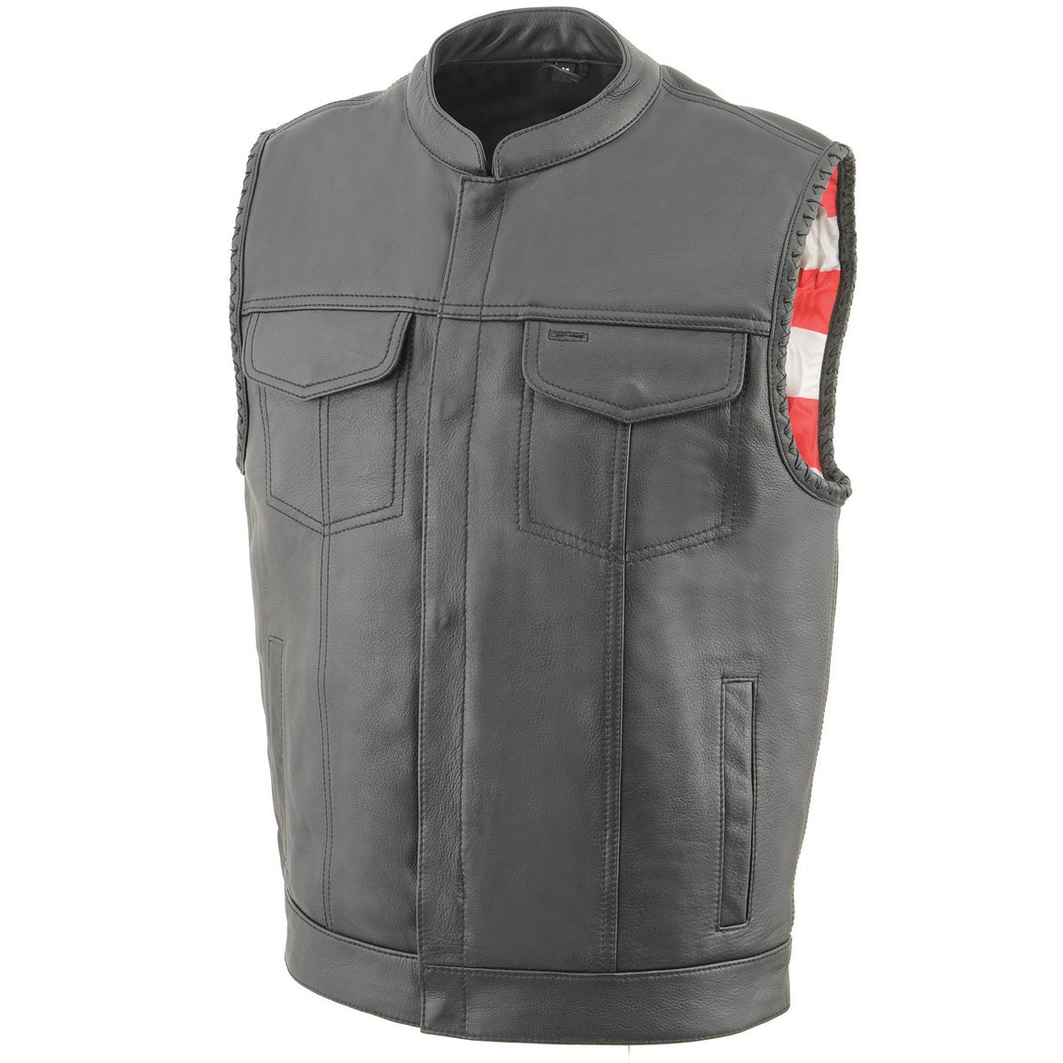 Milwaukee Leather MLM3508 Men's Black Premium Leather Vest - Old Glory ...