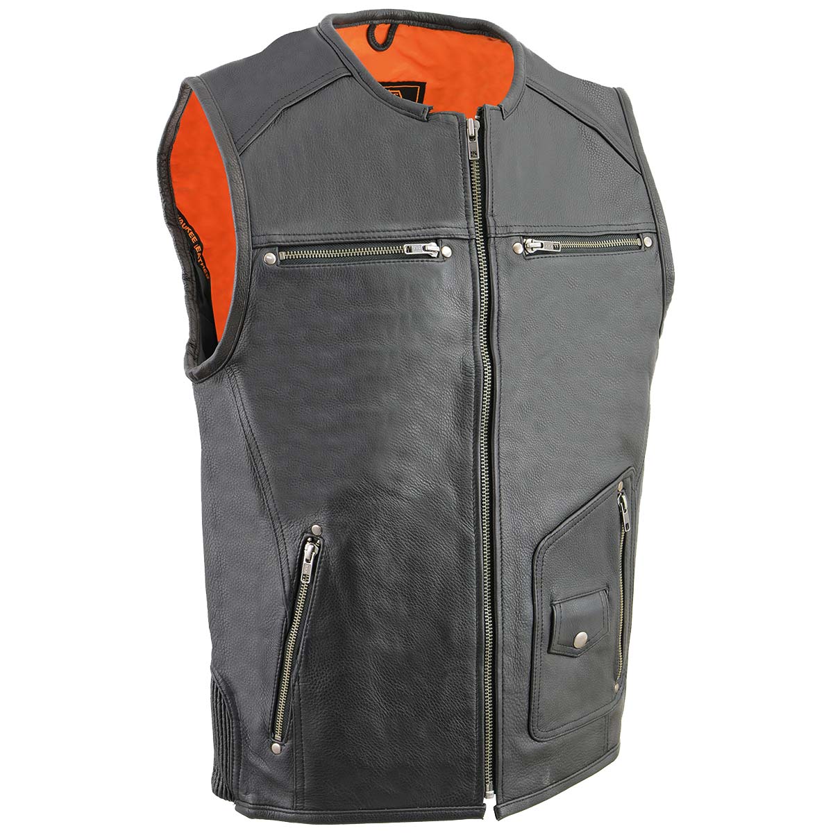 Milwaukee Leather MLM3570 Men's Black Leather Vest with Side Stretch ...