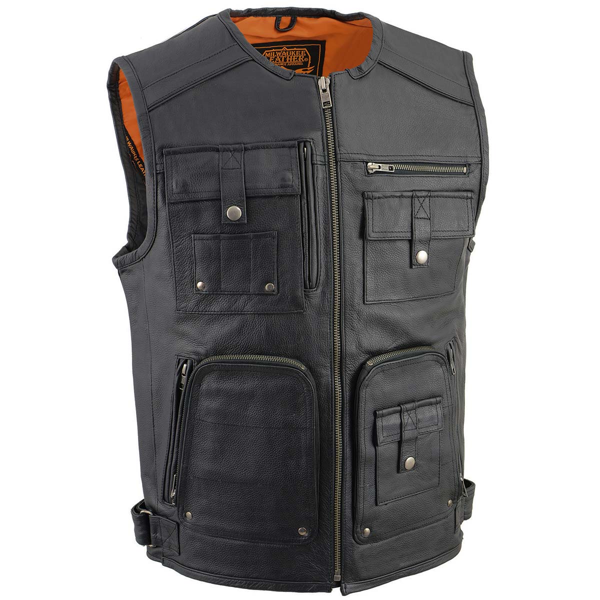 Milwaukee Leather MLM3580 Men's Black ‘Super Utility-Multi Pocket Vest ...