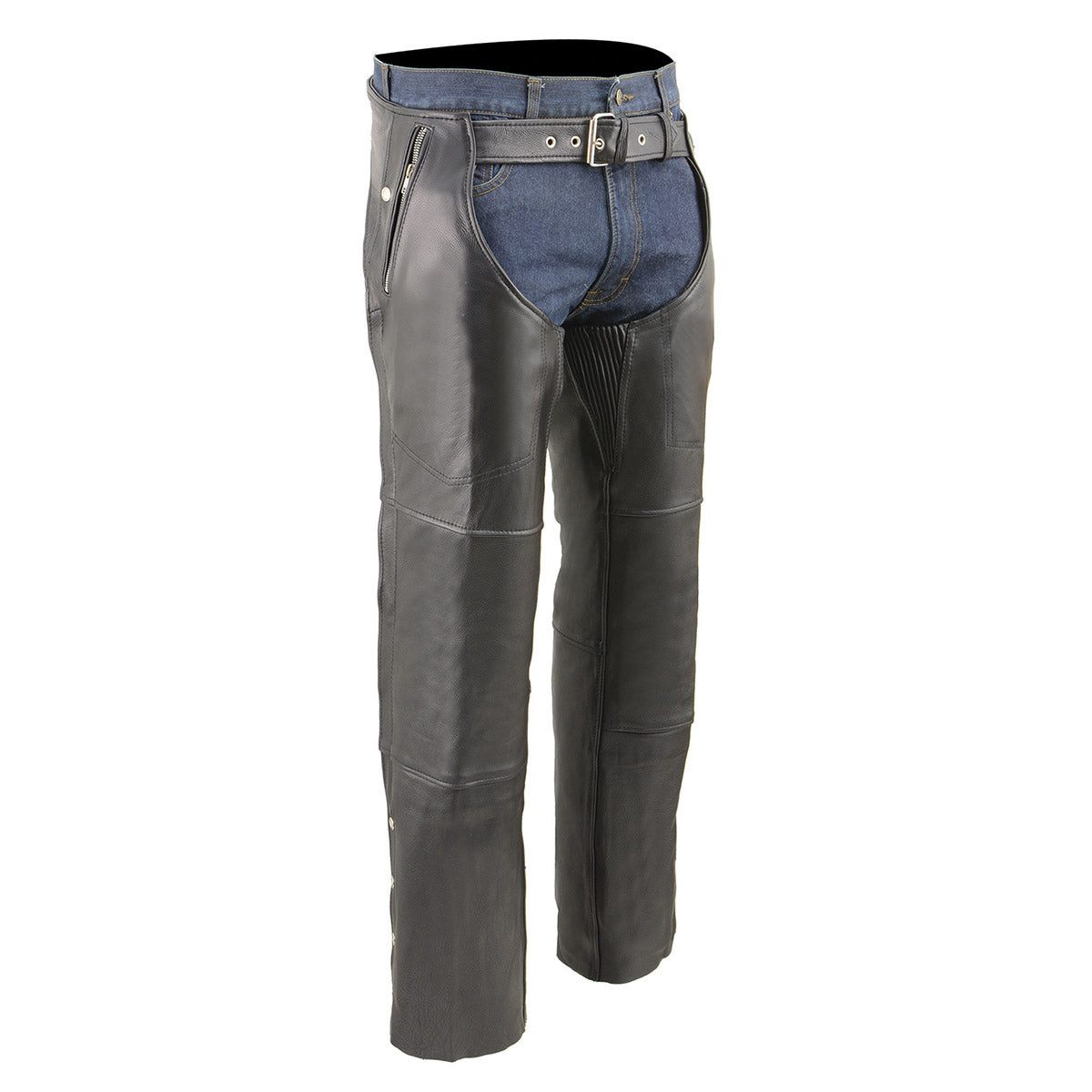 Milwaukee Leather Chaps for Men's Black Cool-Tec Naked Leather - Snap ...