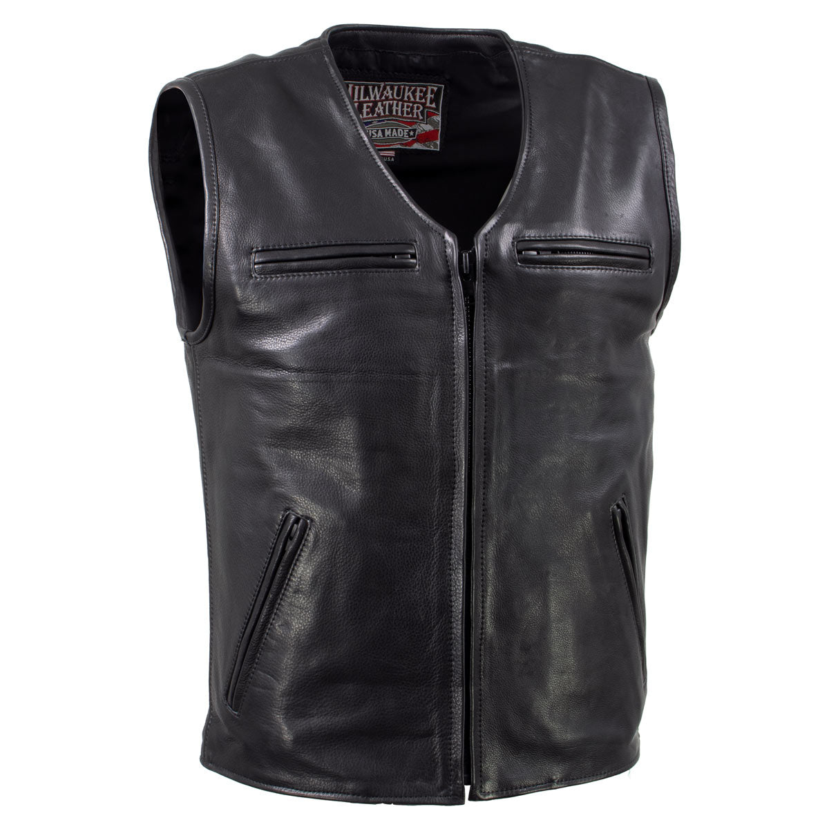 Milwaukee Leather USA MADE MLVSM5009 Men's Black Slinger V-Neck ...