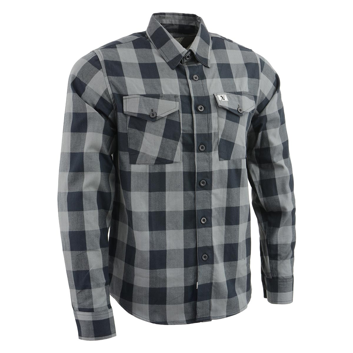 Milwaukee Leather Men's Flannel Plaid Shirt Black and Grey Long Sleeve ...