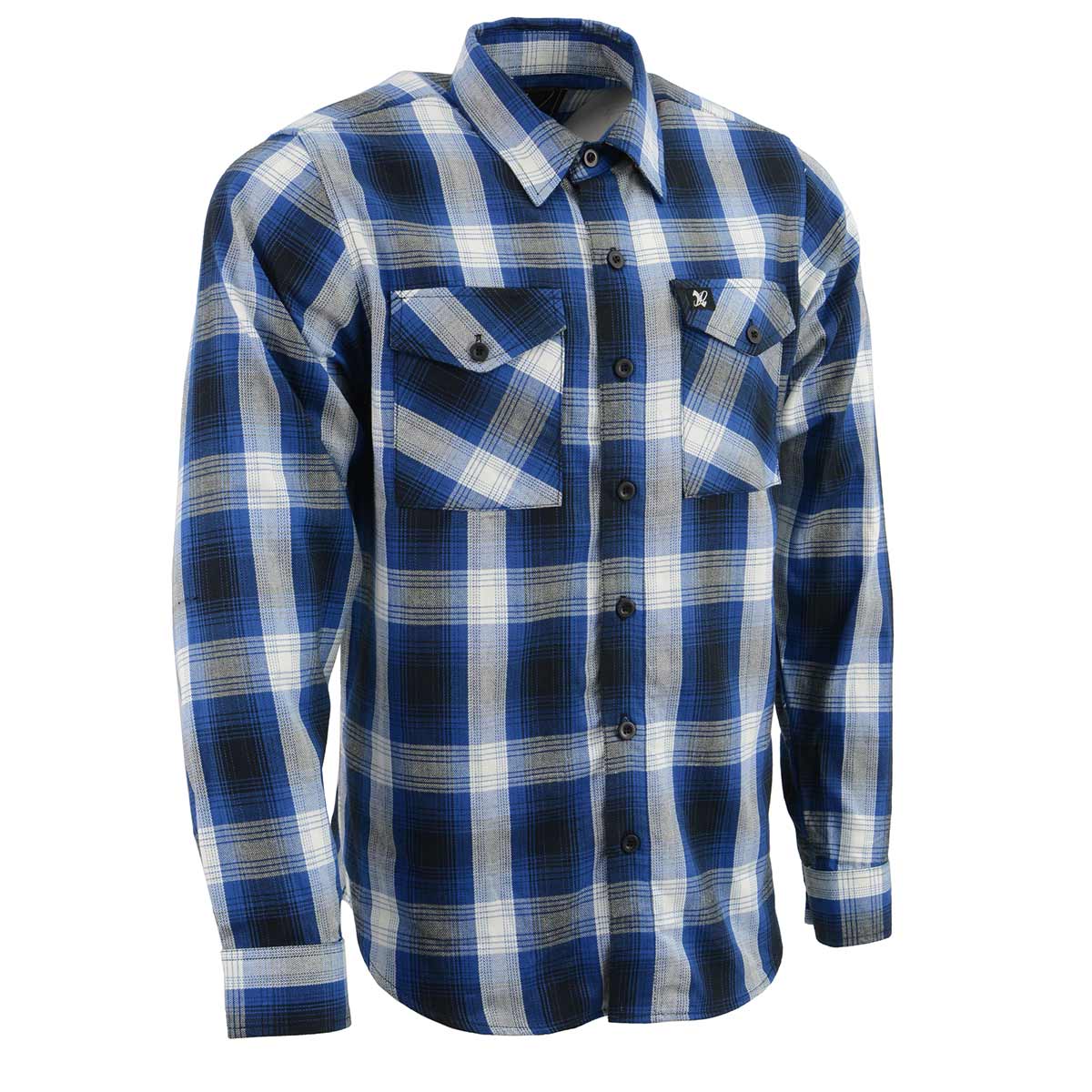 Milwaukee Leather MNG11635 Men's Flannel Plaid Blue and White Long ...