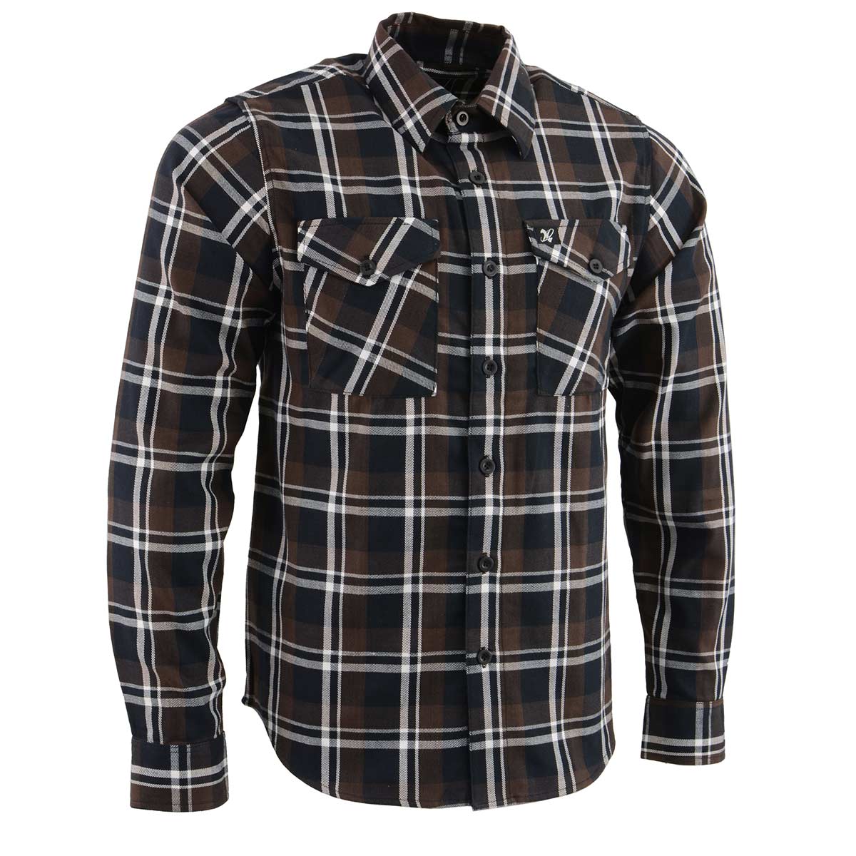 Milwaukee Leather MNG11643 Men's Flannel Plaid Brown Black and White ...