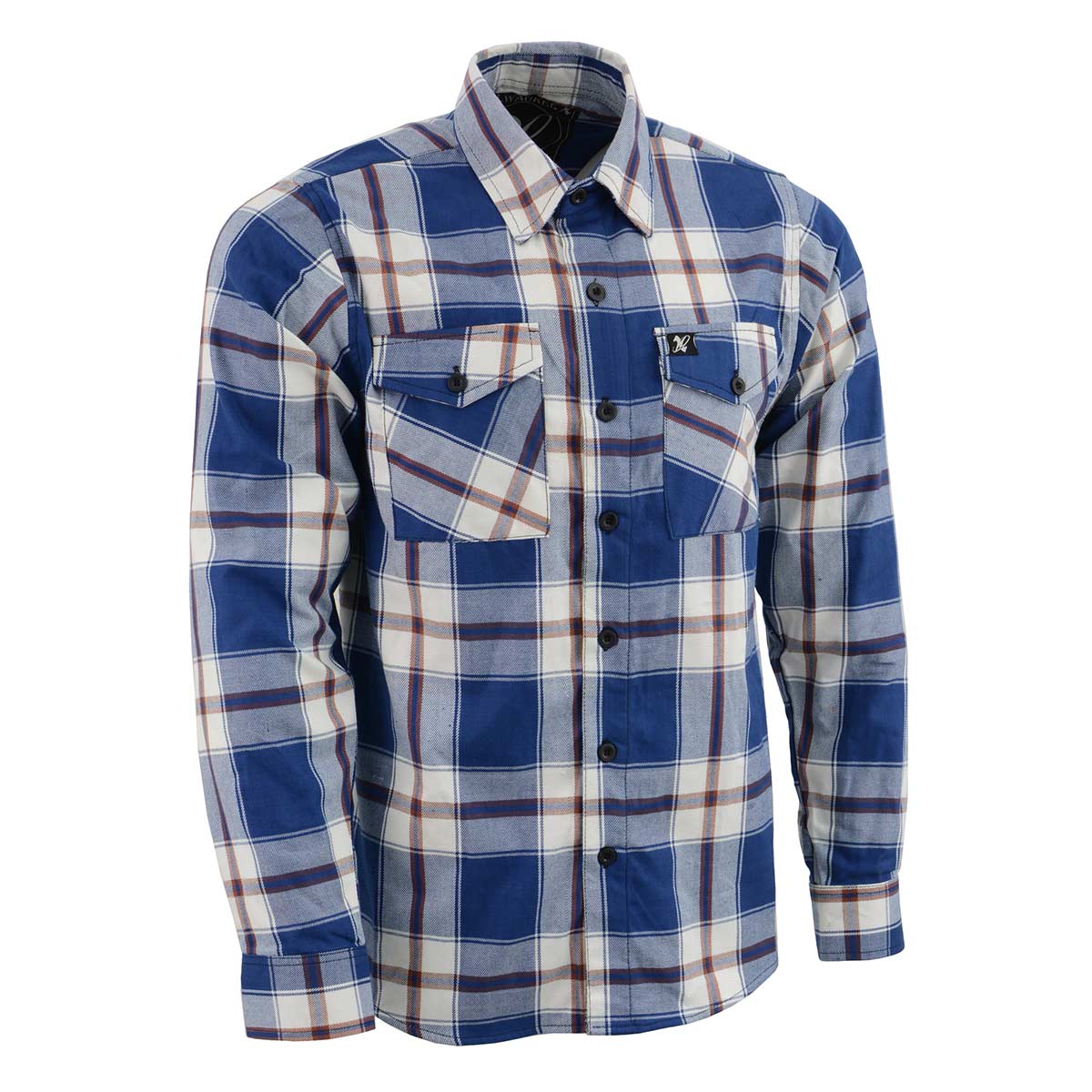 Milwaukee Leather MNG11645 Men's Flannel Plaid Shirt Blue White and ...