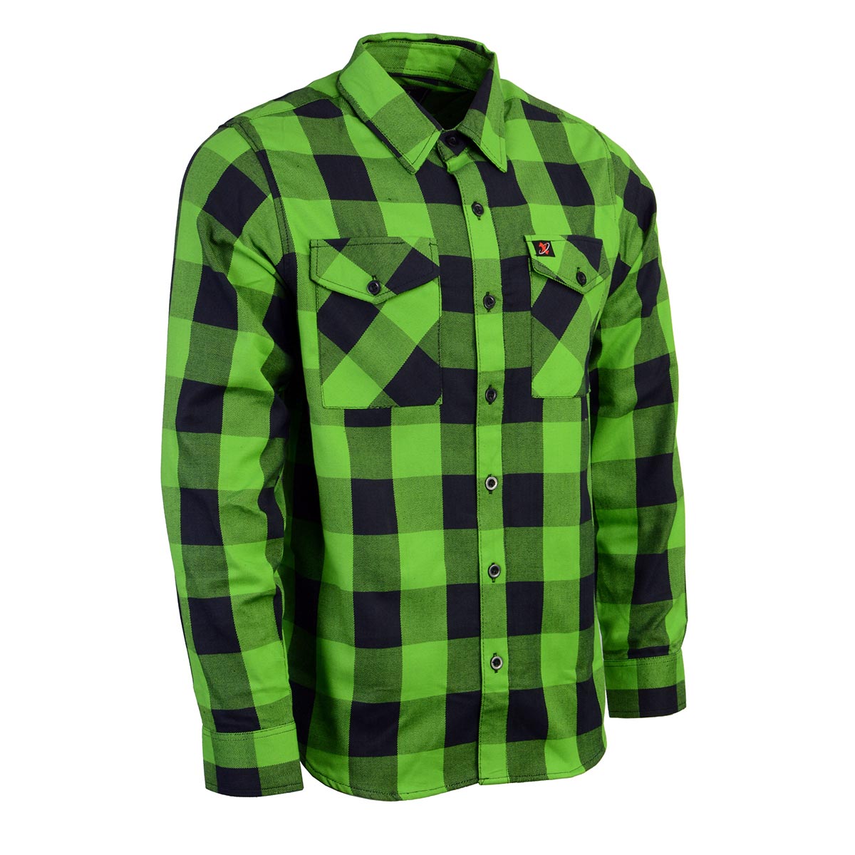 Milwaukee Leather MNG11656 Men's Flannel Plaid Black and Neon-Green ...