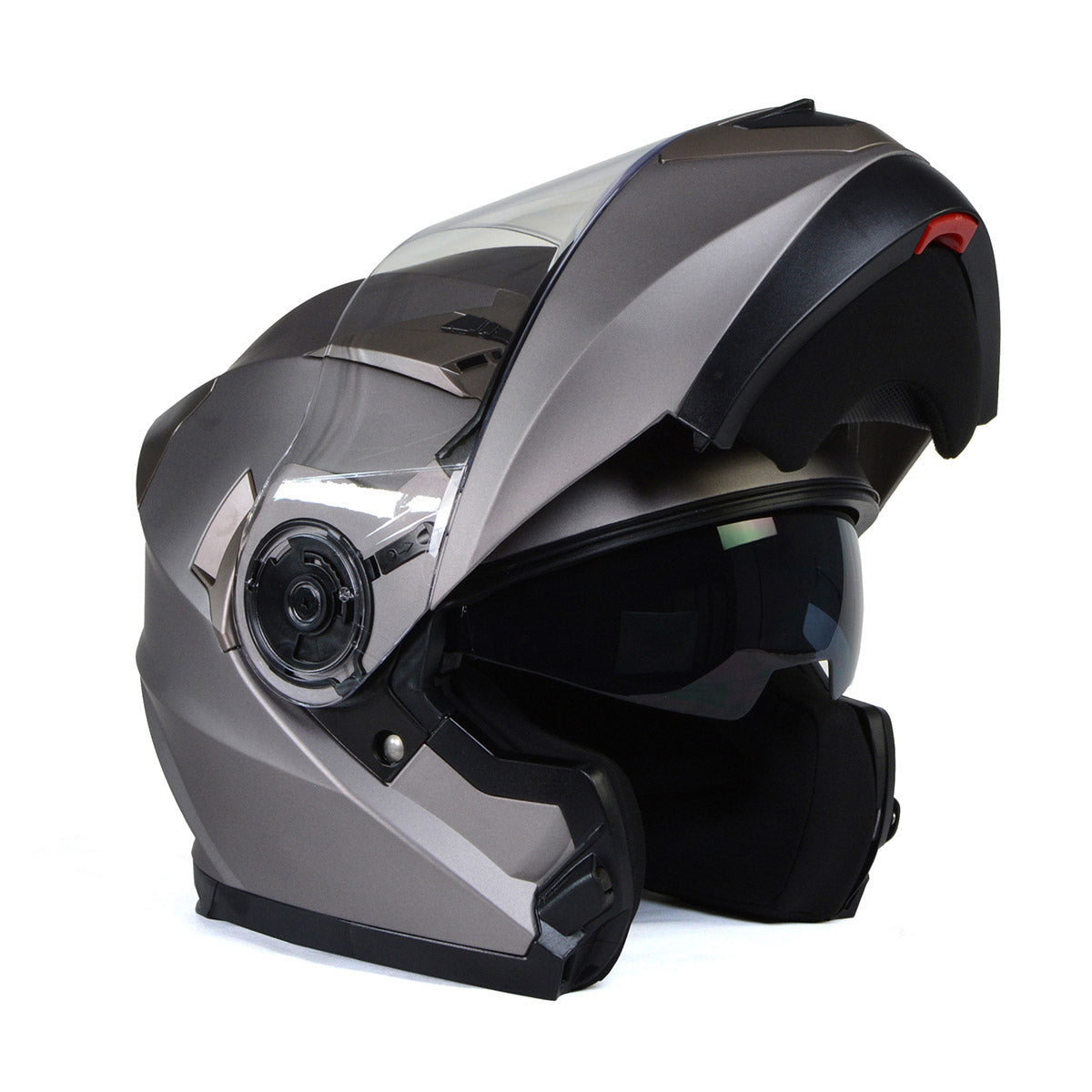 Milwaukee Helmets MPH9808DOT Ionized Silver Advanced Motorcycle Modular ...
