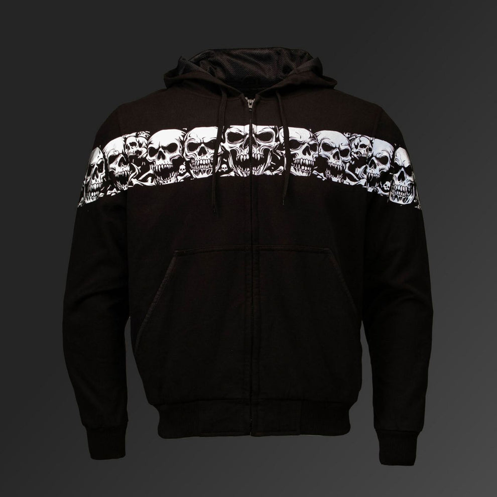 MMCC Men’s Bare Bones Hoodie – Reflective Skull Graphics Front & Back, – Milwaukee Motorcycle ...