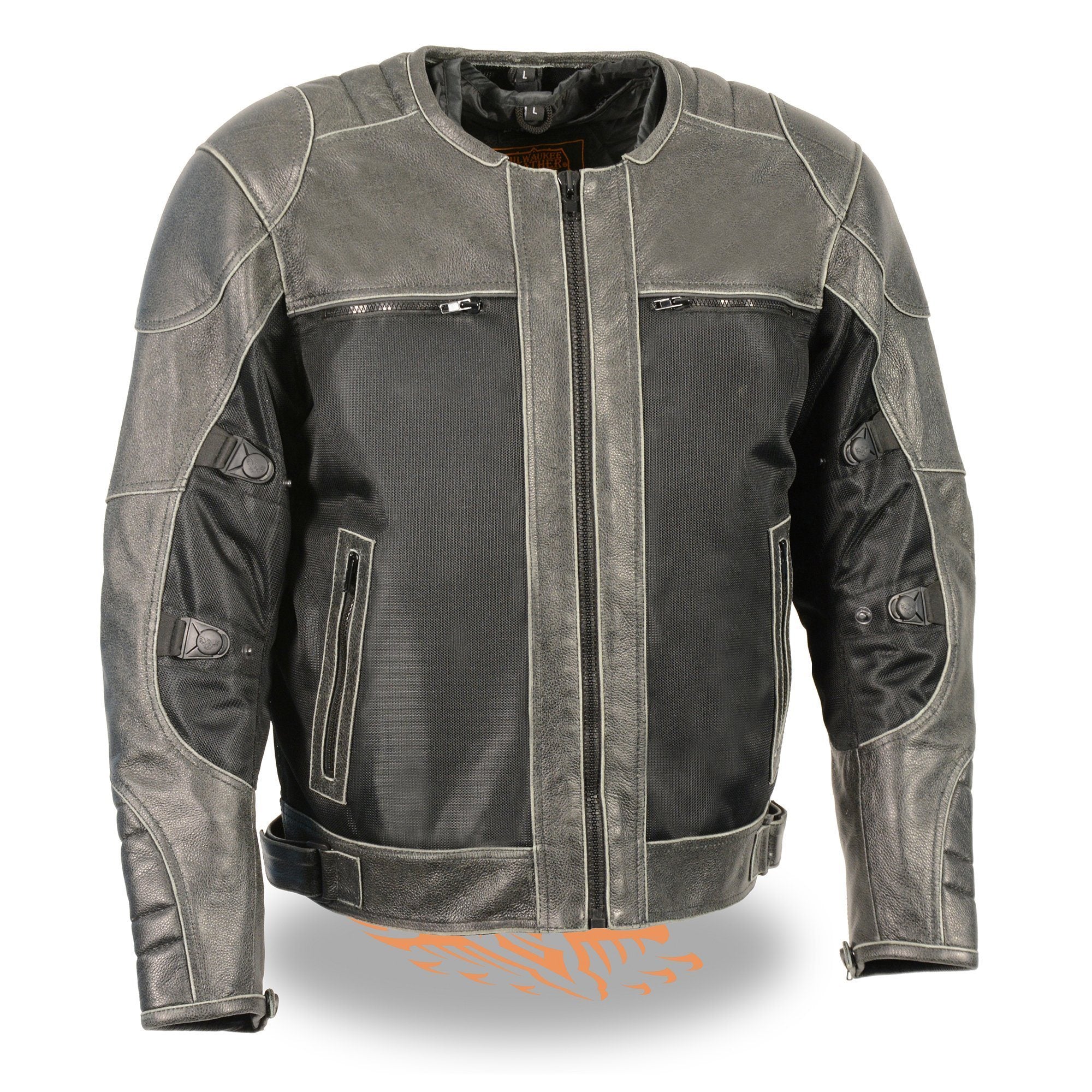 Milwaukee Leather MPM1796 Men's Armored Distressed Grey Leather and ...