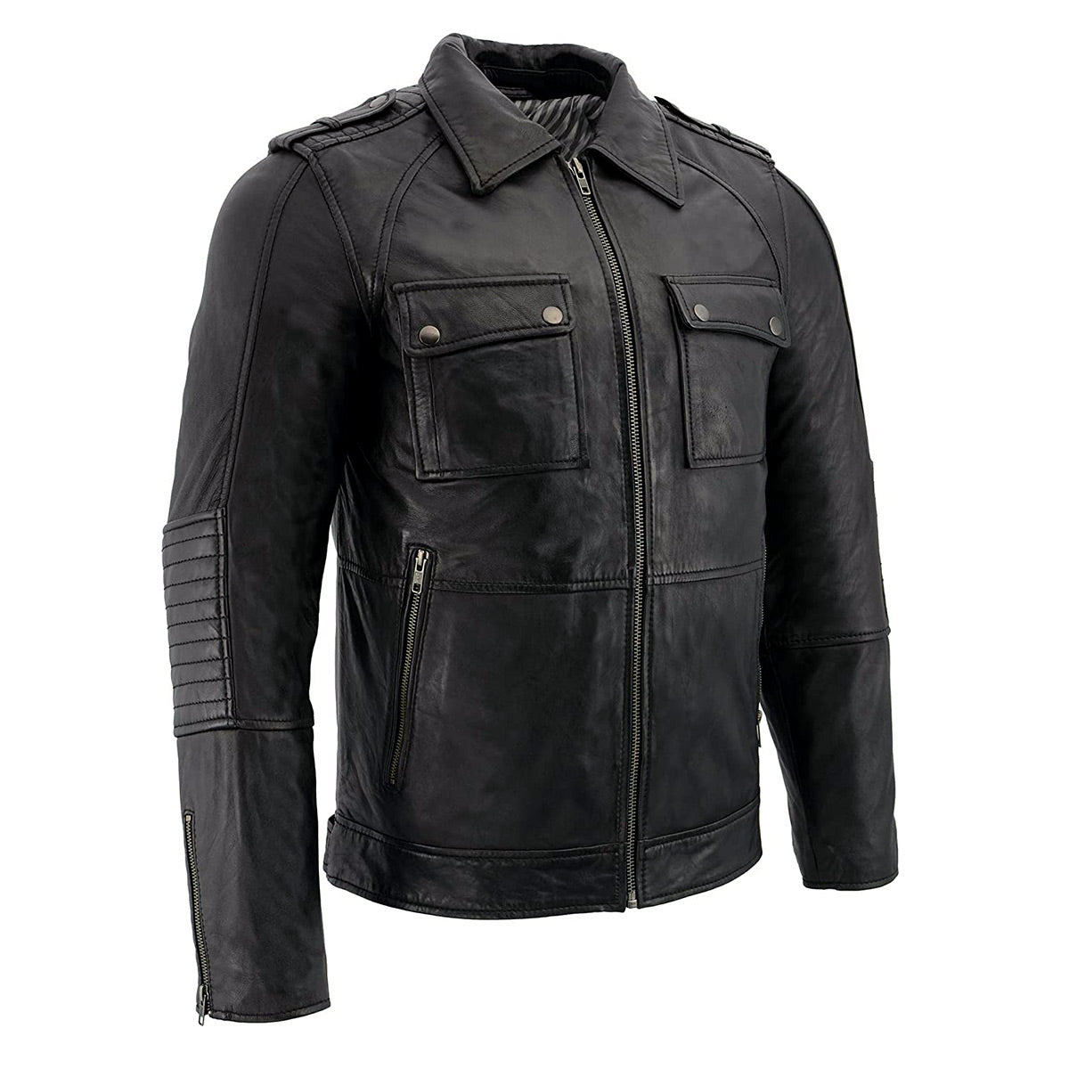 Milwaukee Leather SFM1810 Men's Black Lamsbkin Patch Pocket Leather Ja ...