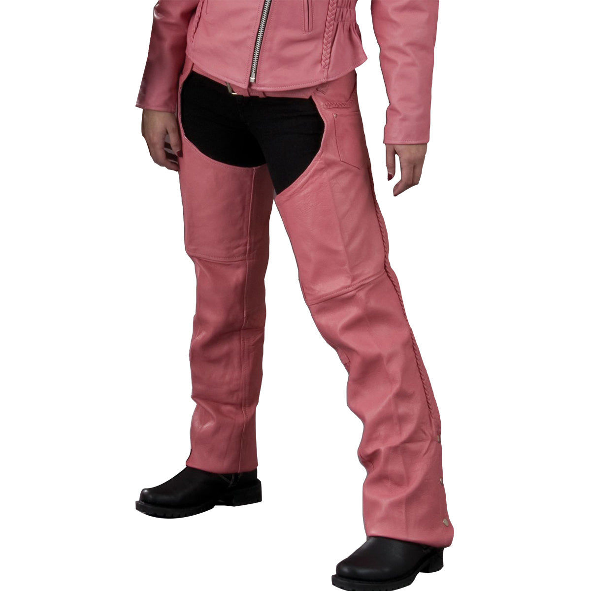 Milwaukee Leather SH1135 Women's 'Braided' Pink Classic Leather Chaps ...