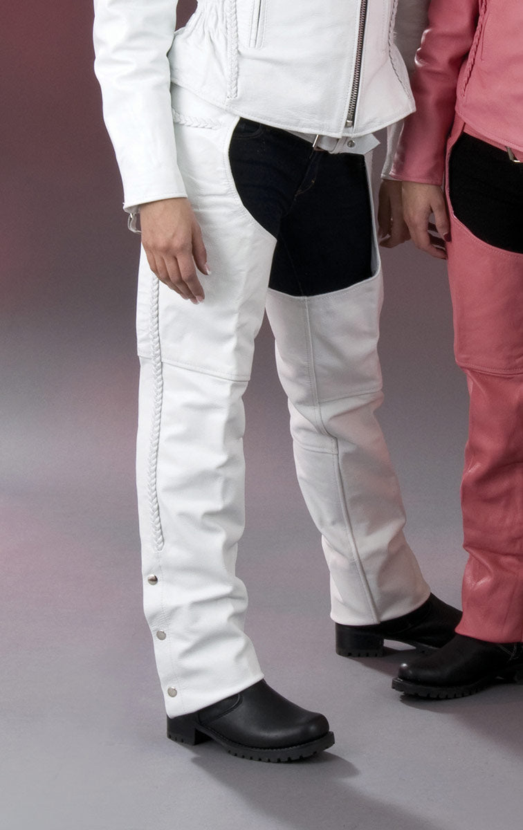 Milwaukee Leather SH1135 Women's 'Braided' White Classic Leather Chaps ...