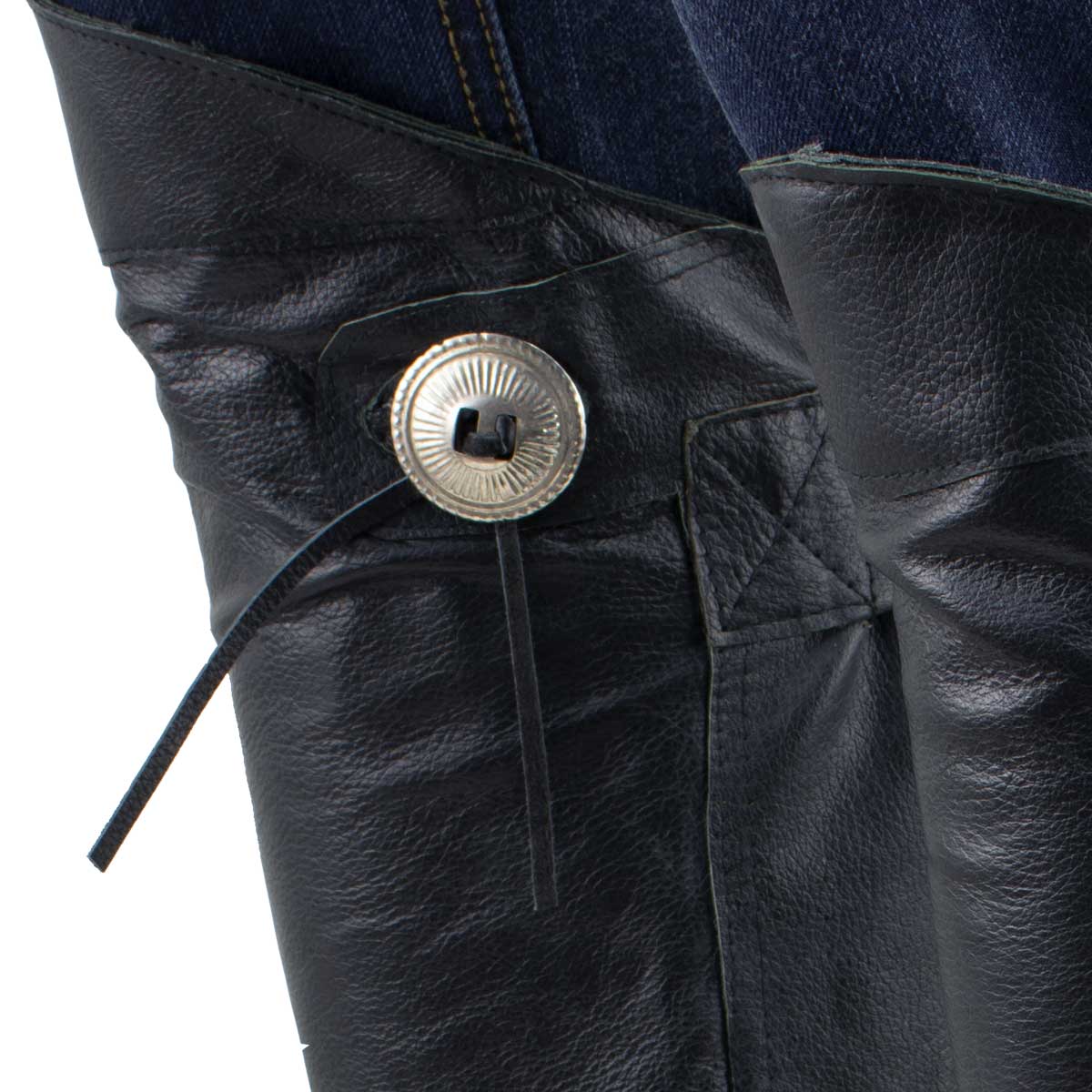 Genuine Leather SH1199FR Women's Black ‘Fringed’ Leather Short Chaps ...