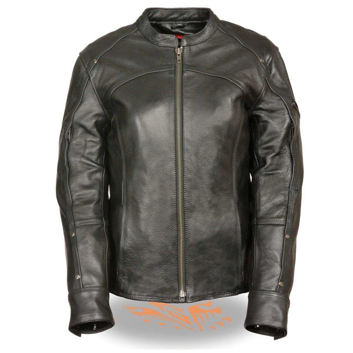 Milwaukee Leather SH1924 Women's Black 3/4 Length Vented Leather Jacke ...