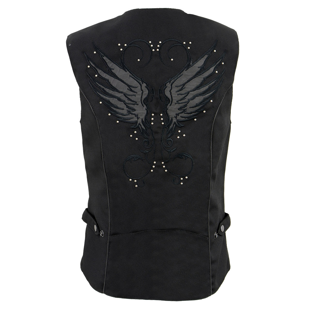 Milwaukee Leather SH1955 Ladies Black Textile Vest with Wing ...