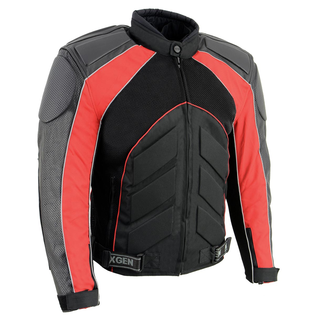 NexGen SH2153 Men's Combo Black and Red Armored Leather and Textile ...