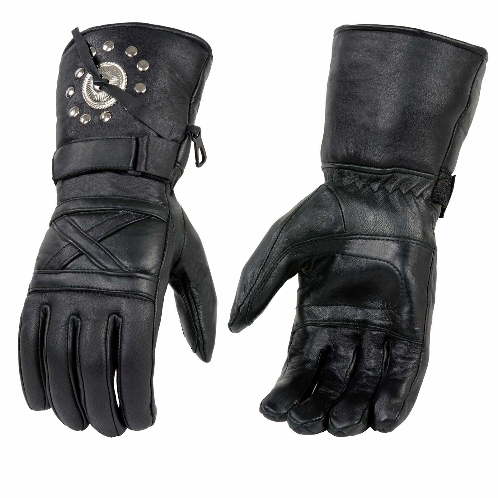 Milwaukee Leather SH231 Men's Black Leather Warm Gauntlet Motorcycle ...
