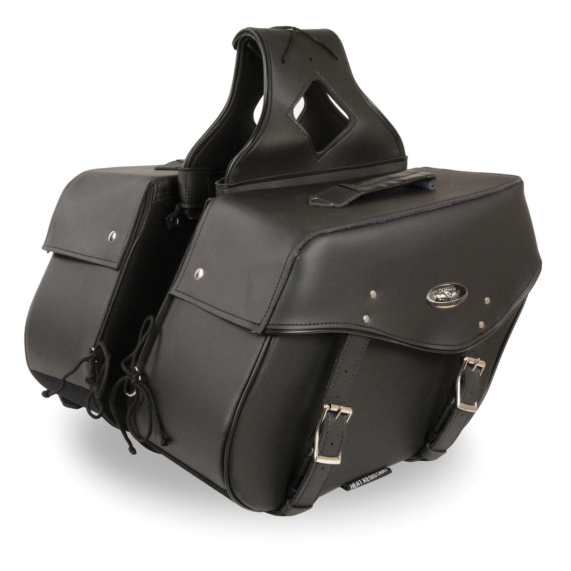 Milwaukee Leather SH55302ZB Black Large Zip-Off PVC Throw Over Saddleb ...