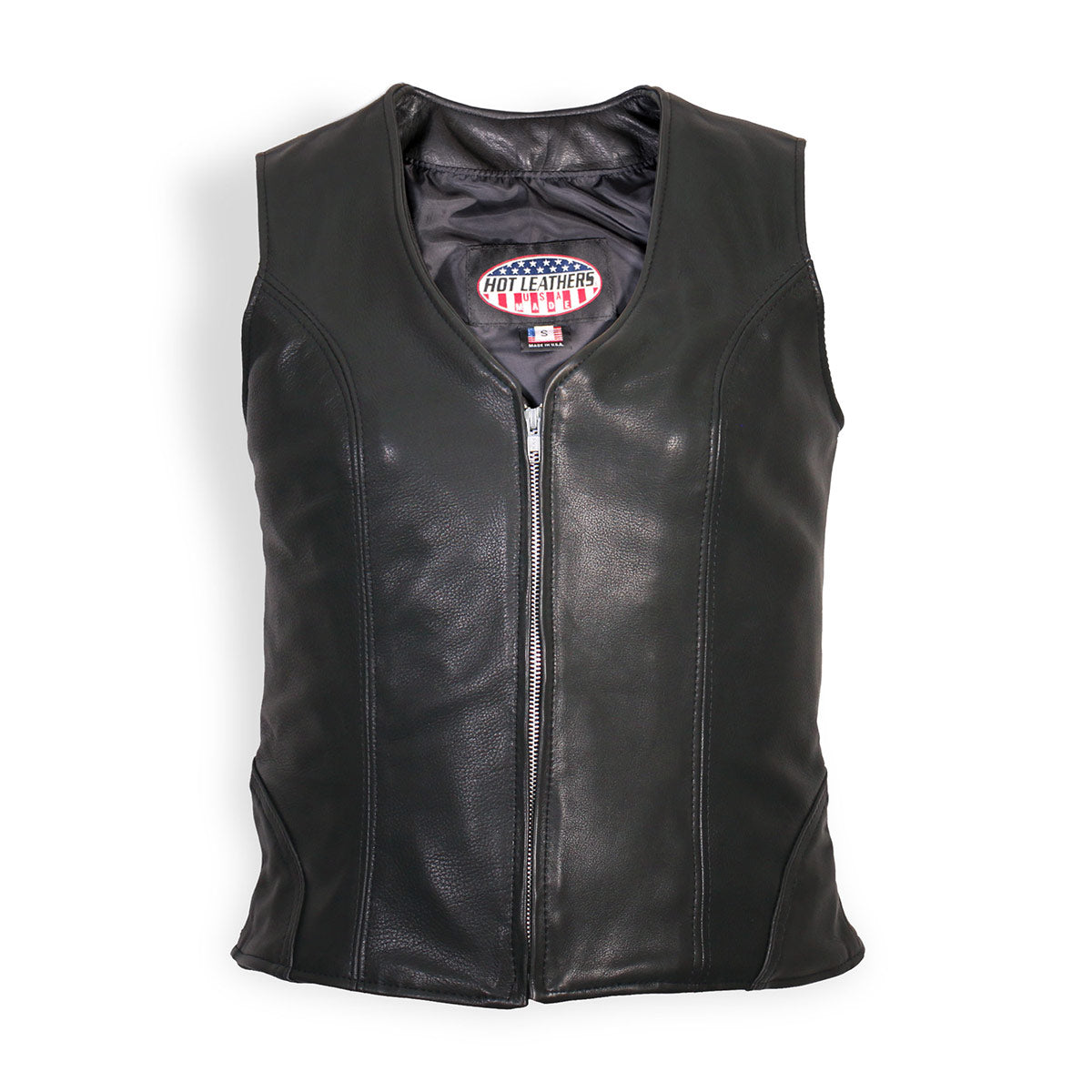 Hot Leathers VSL5003 USA Made Ladies Leather Vest with Front Zipper ...