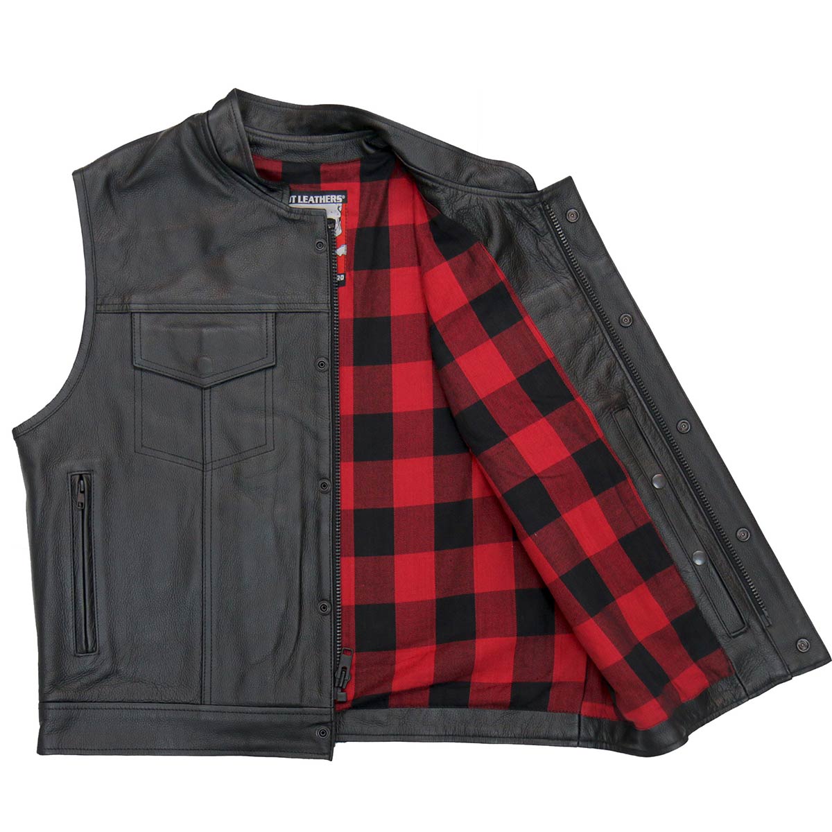 Hot Leathers VSM1060 Men's Black 'Flannel Red' Conceal and Carry ...